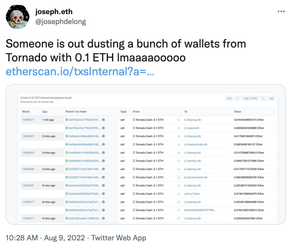 Trolls Have Sent an Estimated $52,000 in Small Tornado Cash Payments ...