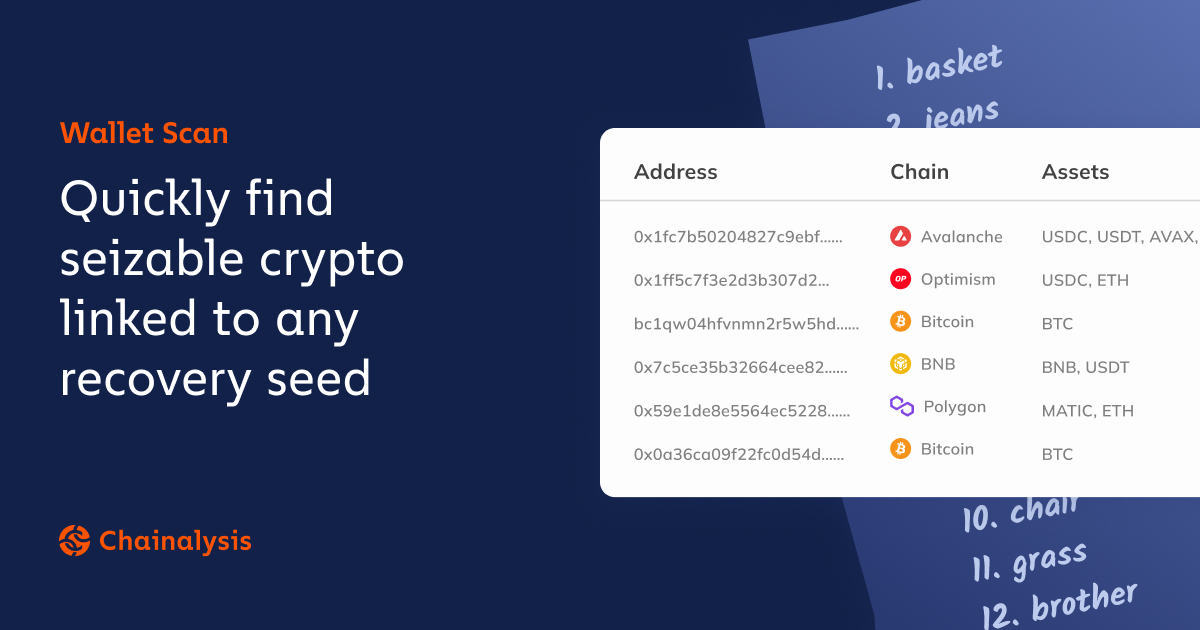 Wallet Scan - Find Seizable Crypto - Chainalysis
